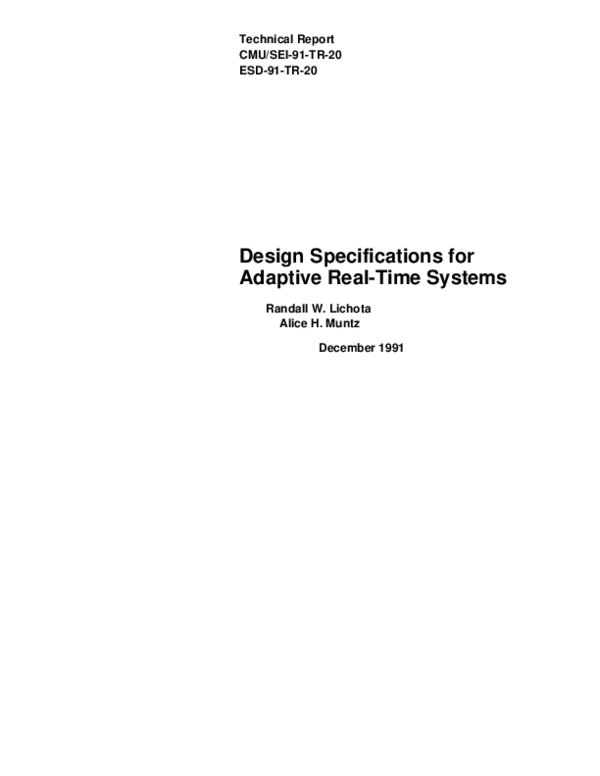 (PDF) Design Specifications for Adaptive Real-Time Systems