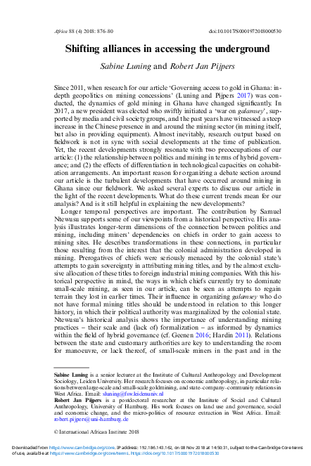 (PDF) Shifting alliances in accessing the underground