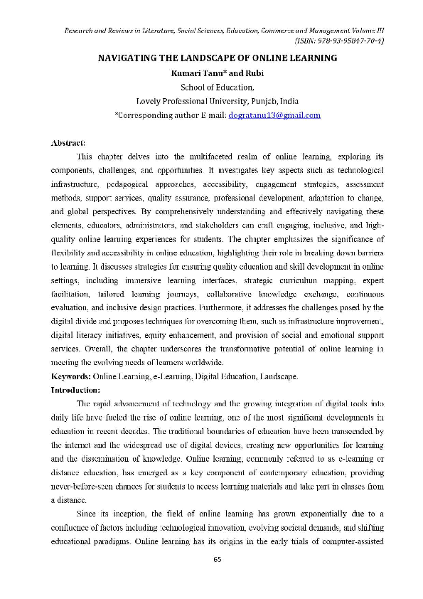 (PDF) NAVIGATING THE LANDSCAPE OF ONLINE EDUCATION