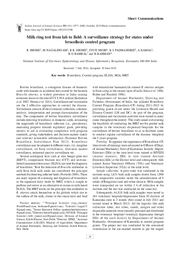 (PDF) Milk ring test from lab to field: A surveillance strategy for ...
