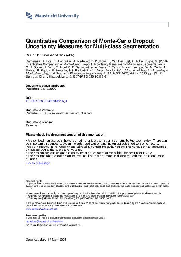 (PDF) Quantitative Comparison of Monte-Carlo Dropout Uncertainty ...