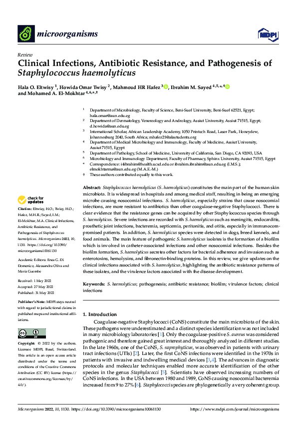 (PDF) Clinical Infections, Antibiotic Resistance, and Pathogenesis of ...