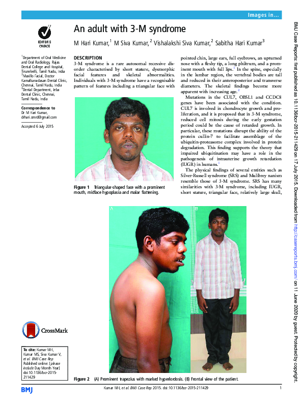 (PDF) An adult with 3-M syndrome