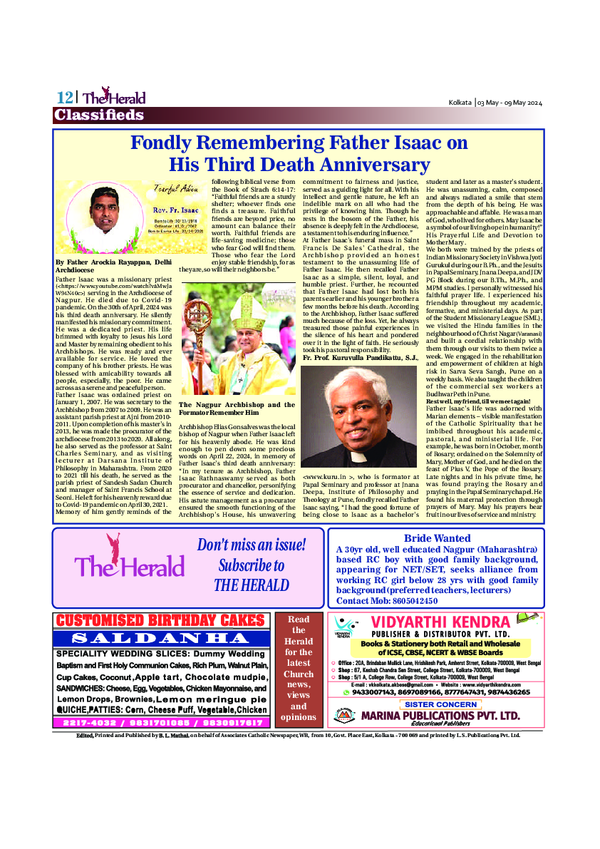 (PDF) Fondly Remembering Father Isaac on His Third Death Anniversary