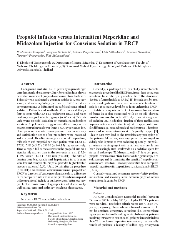 (PDF) Propofol infusion versus intermittent meperidine and midazolam ...