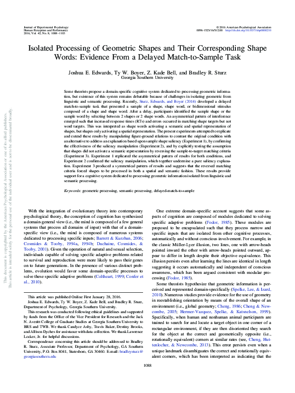 (PDF) Isolated processing of geometric shapes and their corresponding ...