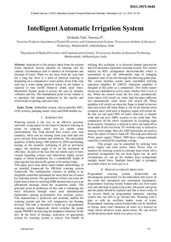 (PDF) Intelligent Automatic Irrigation System