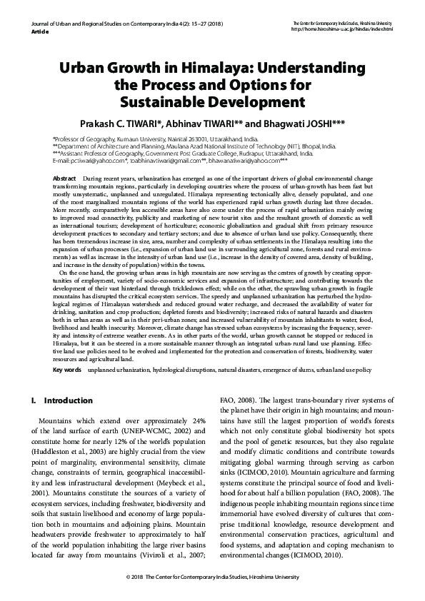 (PDF) Urban Growth in Himalaya: Understanding the Process and Options ...