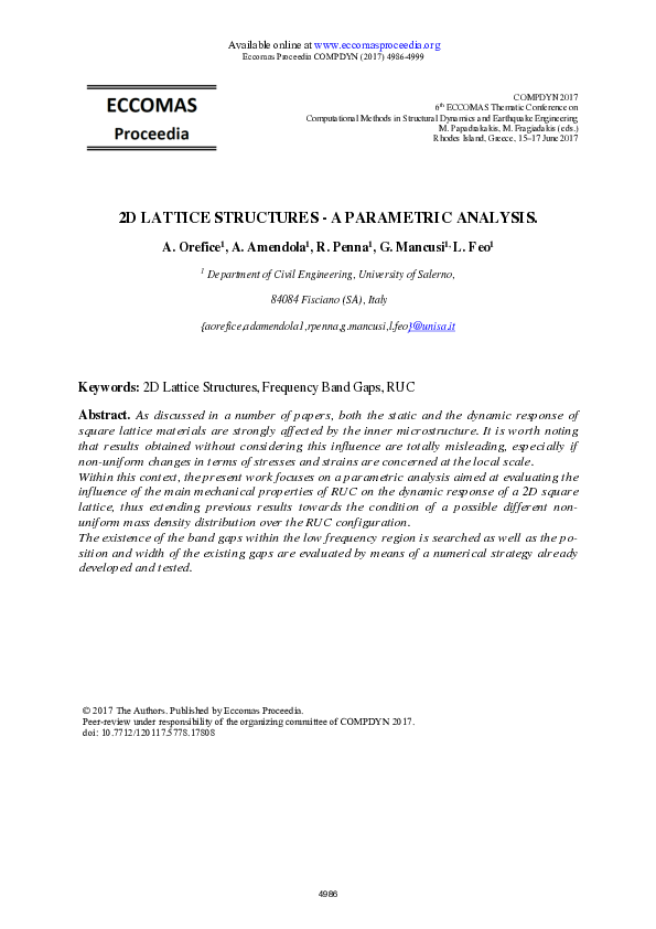 (PDF) 2D Lattice Structures - a Parametric Analysis | Ada AMENDOLA - Academia.edu