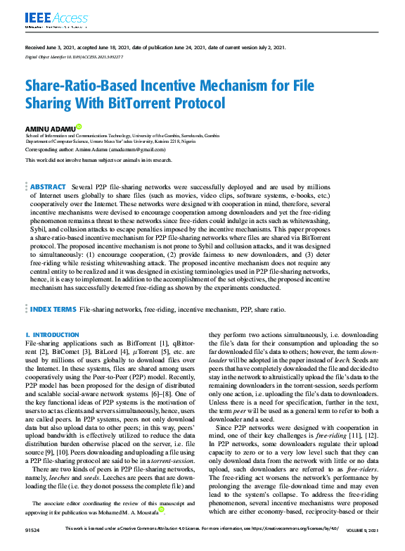 (PDF) Share-Ratio-Based Incentive Mechanism for File Sharing With ...