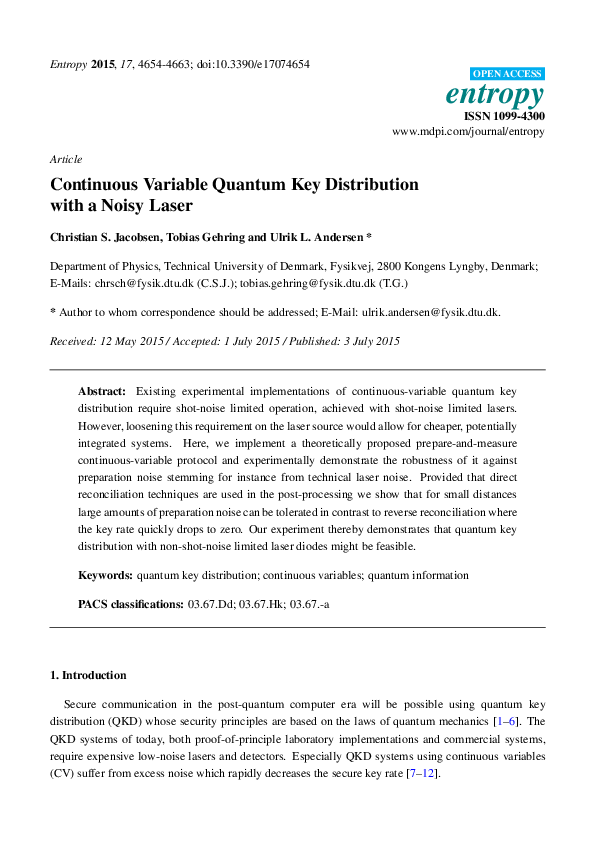 (PDF) Continuous-variable quantum key distribution using polarization ...