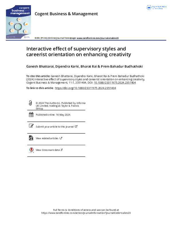 (PDF) Interactive effect of supervisory styles and careerist ...