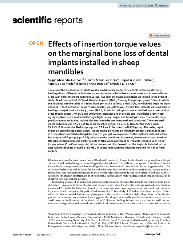 (PDF) Impact of Insertion Torque on Bone Loss in Implants