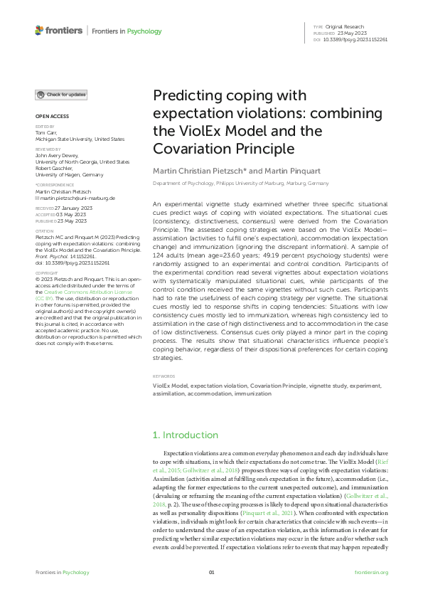 (PDF) Predicting coping with expectation violations: combining the ...