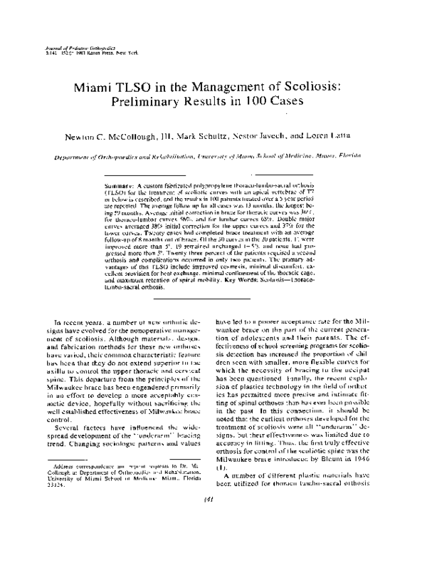 (PDF) Miami TLSO in the Management of Scoliosis