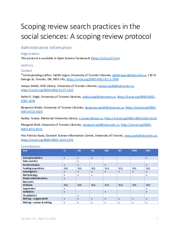 (PDF) Scoping review search practices in the social sciences: A scoping review protocol