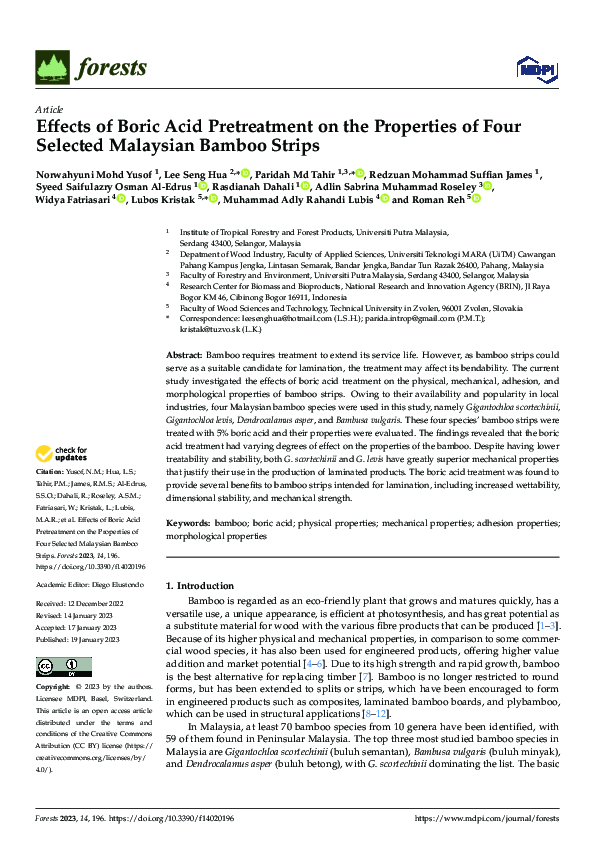 (PDF) Effects of Boric Acid Pretreatment on the Properties of Four ...