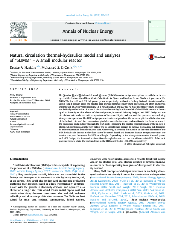 (PDF) Natural circulation thermal-hydraulics model and analyses of ...