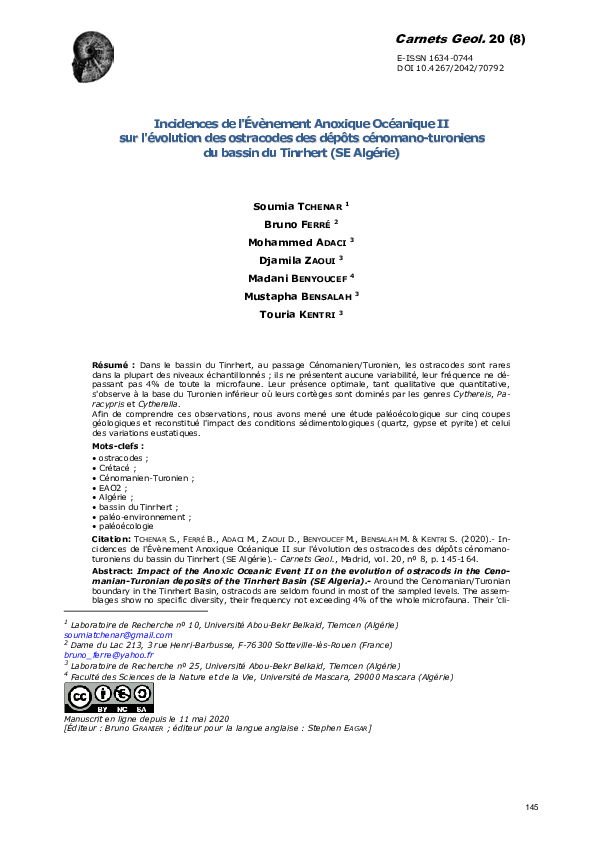 (PDF) Incidences de l'Évènement Anoxique Océanique II sur l'évolution ...
