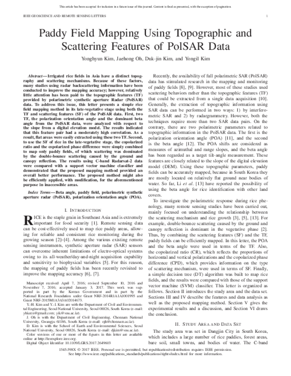 (PDF) Paddy Field Mapping Using Topographic and Scattering Features of ...