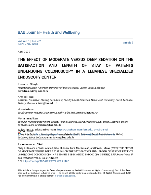 (PDF) The Effect of Moderate Versus Deep Sedation on the Satisfaction ...