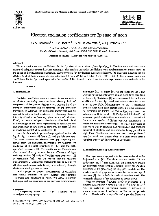 (PDF) Electron excitation coefficients for 2p state of neon