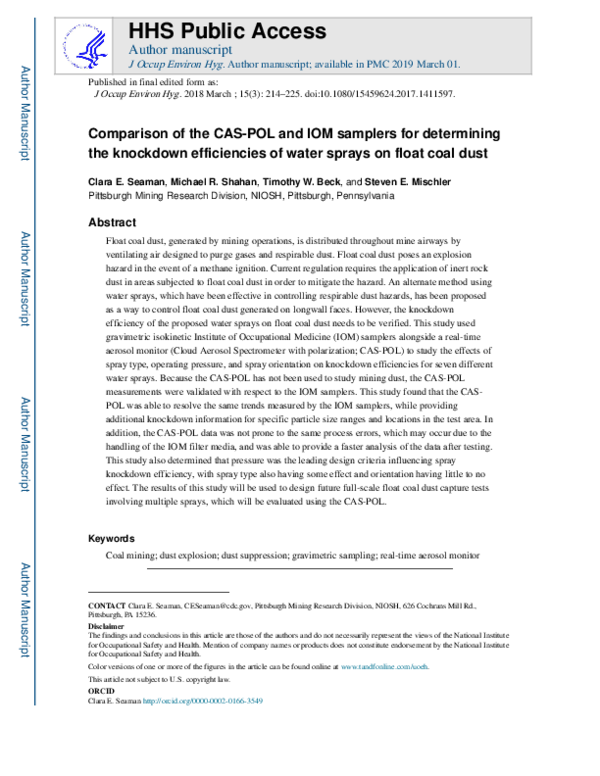 (PDF) Comparison of the CAS-POL and IOM samplers for determining the ...