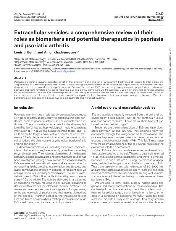 Pdf Extracellular Vesicles A Comprehensive Review Of Their Roles As