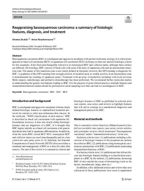 (PDF) Reappraising basosquamous carcinoma: a summary of histologic ...