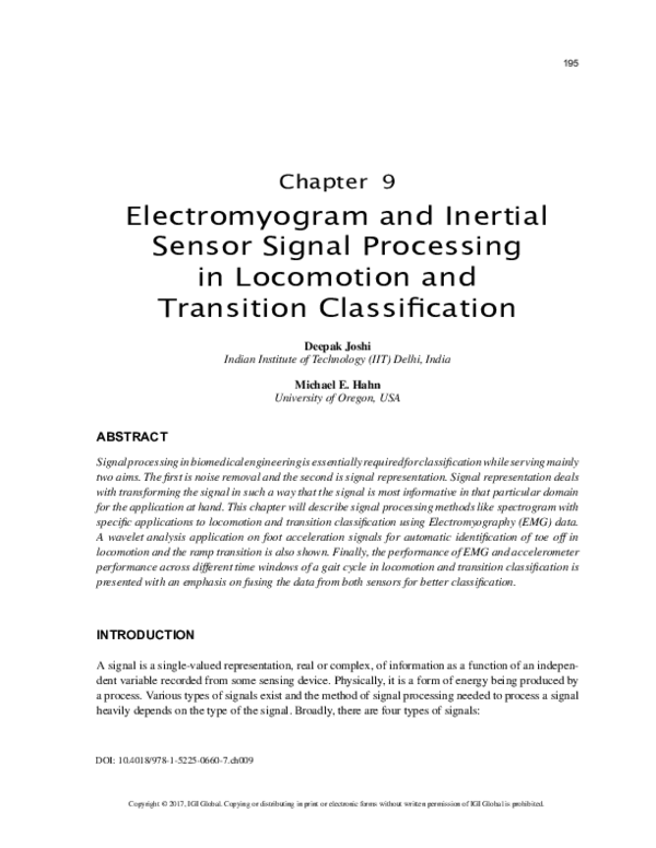 (PDF) Electromyogram and Inertial Sensor Signal Processing in ...