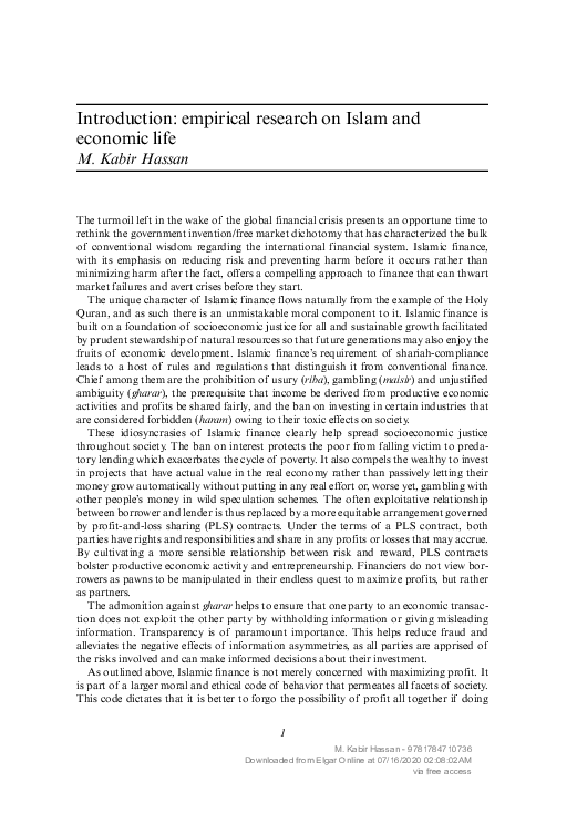 (PDF) Introduction: empirical research on Islam and economic life