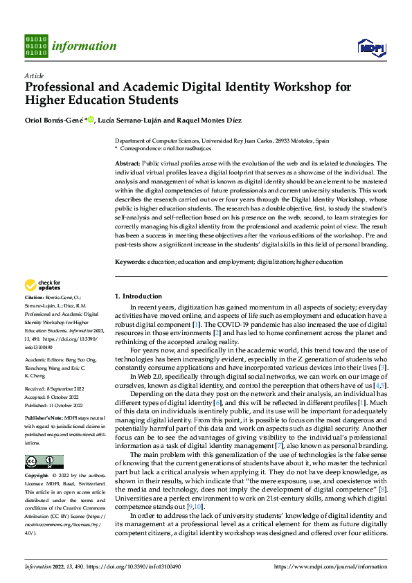 (PDF) Professional and Academic Digital Identity Workshop for Higher ...