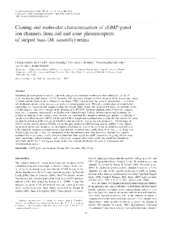 (PDF) Cloning and molecular characterization of cGMP-gated ion channels ...
