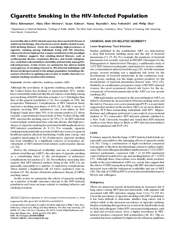 (PDF) Cigarette Smoking in the HIV-Infected Population
