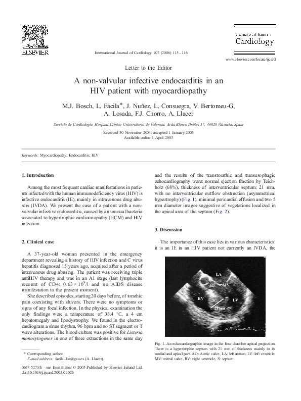 (PDF) A non-valvular infective endocarditis in an HIV patient with ...