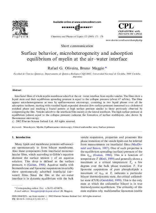 (PDF) Surface behavior, microheterogeneity and adsorption equilibrium ...
