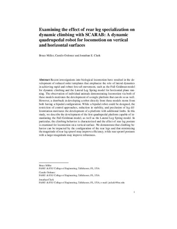 (PDF) Examining the Effect of Rear Leg Specialization on Dynamic ...