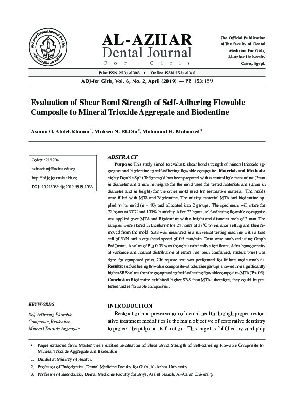 (PDF) Shear Bond Strength of a Self-adhering Flowable Composite and a ...
