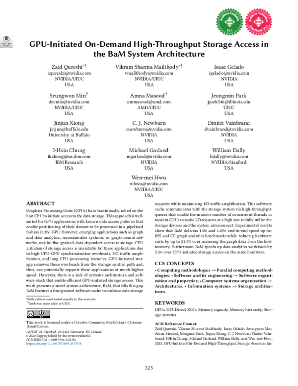 (PDF) GPU-Initiated On-Demand High-Throughput Storage Access in the BaM ...