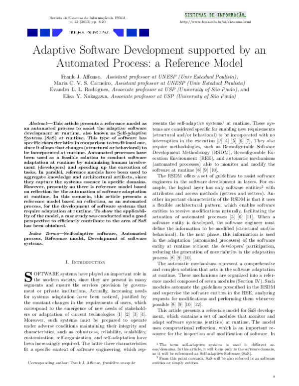 (PDF) Adaptive Software Development supported by an Automated Process: a Reference Model