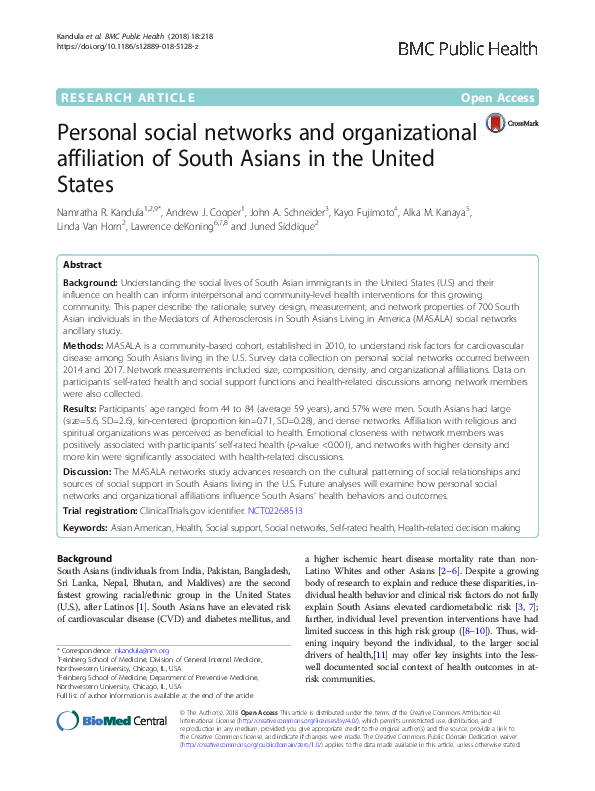 (PDF) Personal social networks and organizational affiliation of South ...