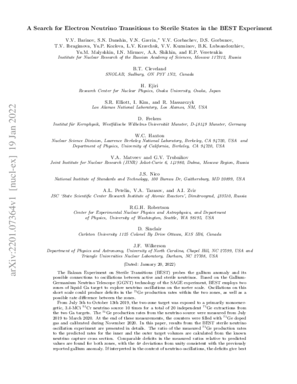 (PDF) Search for electron-neutrino transitions to sterile states in the ...