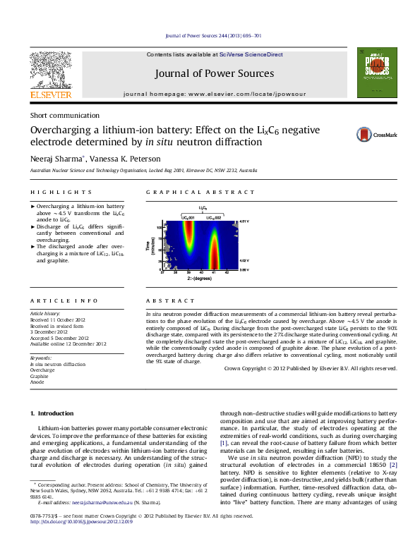 (PDF) Overcharging a lithium-ion battery: Effect on the LixC6 negative ...