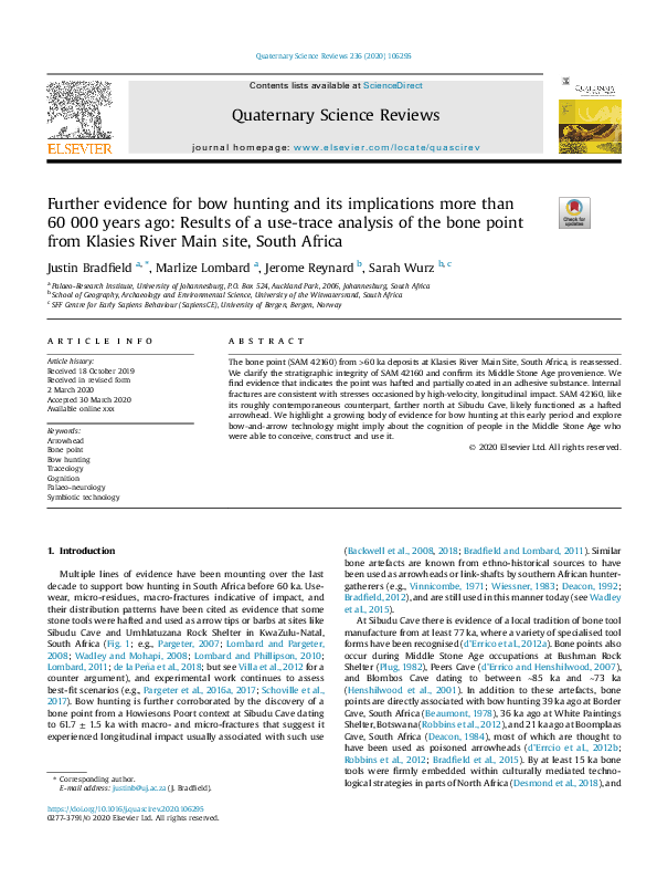 (PDF) Further evidence for bow hunting and its implications more than ...