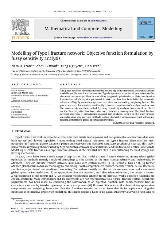 (PDF) Modelling of Type I fracture network: Objective function formulation by fuzzy sensitivity ...