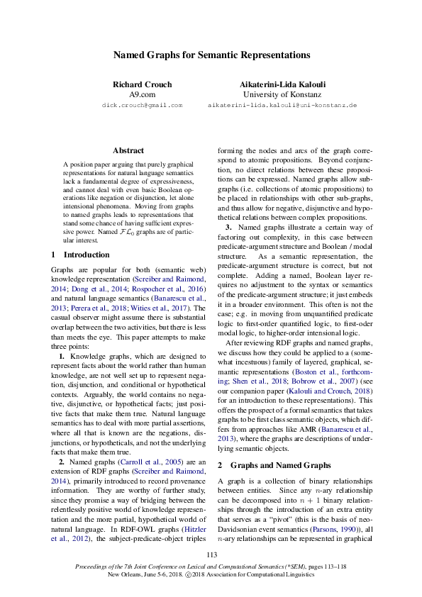 (PDF) Named Graphs for Semantic Representation
