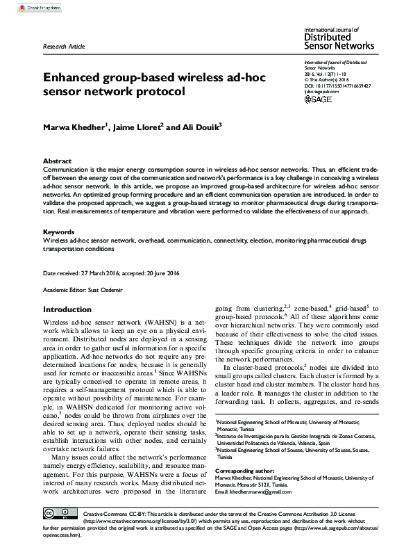 (PDF) Enhanced group-based wireless ad-hoc sensor network protocol | Ali DOUIK - Academia.edu