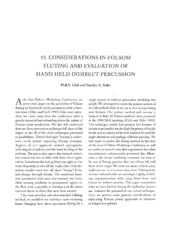 (PDF) Considerations in Folsom Fluting and Evaluation of Hand Held ...