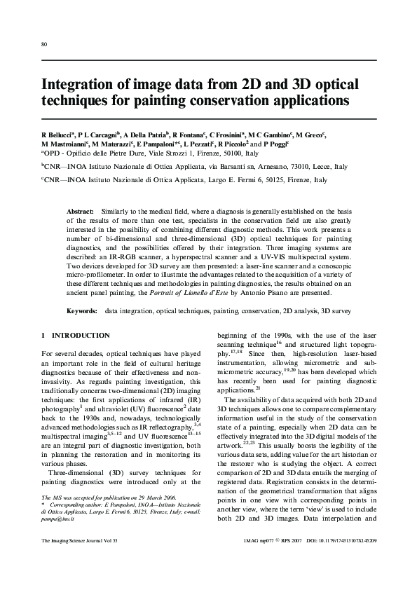 (PDF) Integration of image data from 2D and 3D optical techniques for painting conservation ...