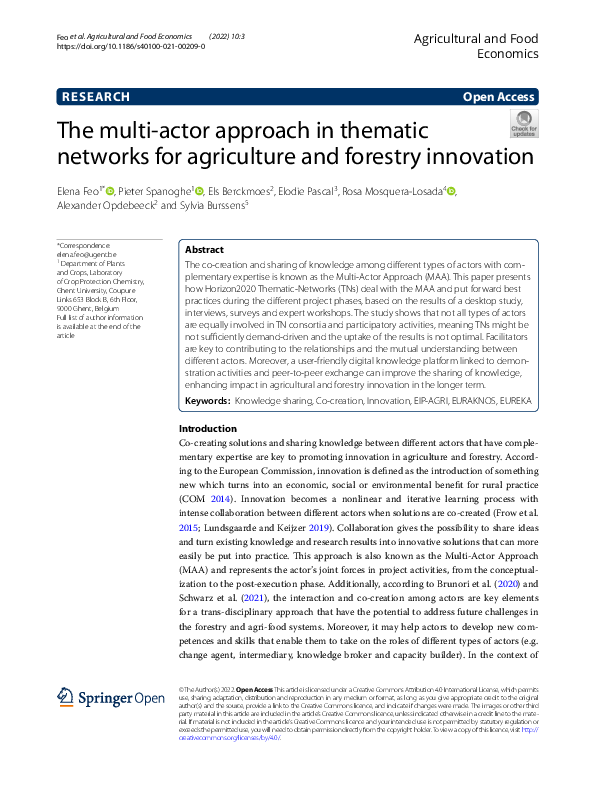 (PDF) The multi-actor approach in thematic networks for agriculture and ...